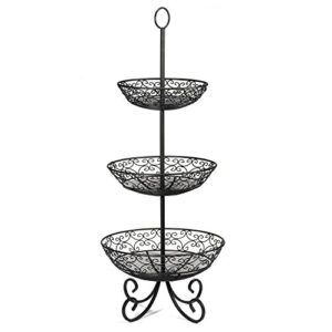 tablecraft 3 tiered display basket w/legs – mediterranean series