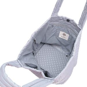 CLARANY Comfortable light weight quilted Tote bag with Pouch water repellent light Gray