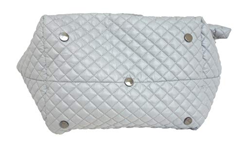 CLARANY Comfortable light weight quilted Tote bag with Pouch water repellent light Gray