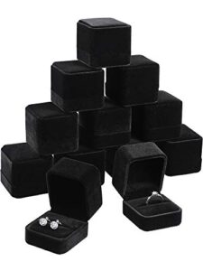 zhanmai 12 pieces velvet ring earring box gift jewelry case gift boxes for wedding, engagement, birthday and anniversary 2.12 x 1.77 x 2 inch (black)