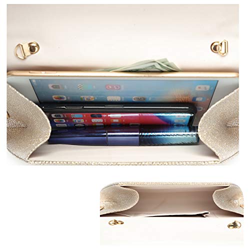 clutches for women evening bag purses and handbags evening clutch purs Silver clutch purses for women(Champagne)