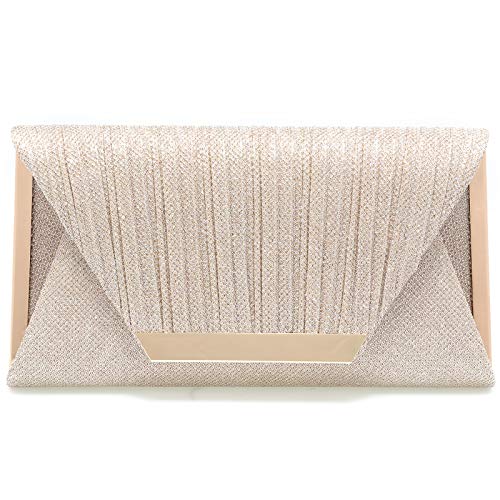 clutches for women evening bag purses and handbags evening clutch purs Silver clutch purses for women(Champagne)