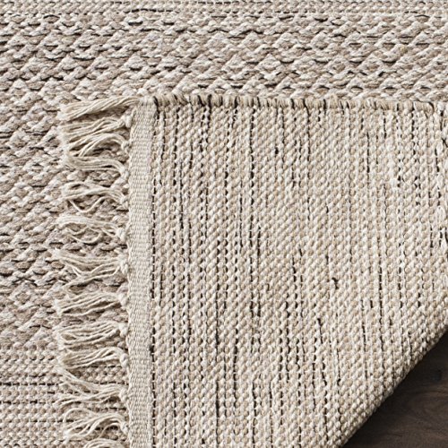 SAFAVIEH Montauk Collection 8' x 10' Ivory/Steel Grey MTK330M Handmade Flatweave Boho Farmhouse Cotton Tassel Fringe Living Room Dining Bedroom Area Rug