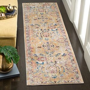 safavieh bristol collection 2’3″ x 8′ camel / blue btl347c boho chic distressed runner rug