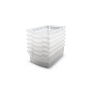 gratnells deep f2 storage tray, pack of 6, heavy duty school, industrial & utility storage bins, 12.3″ x 16.8″ x 5.9″ (translucent)