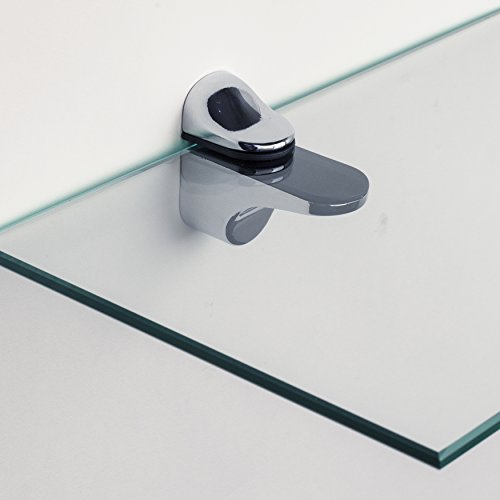 Danya B. Clear Glass Floating Shelf with Chrome Brackets, Easy to Install Lightweight, Modern Decor for Bathroom Accessories, Floating, Durable, Tempered Glass