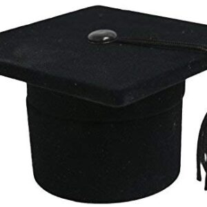 Novel Box Flocked Velvet Graduation Cap Novelty Jewelry Ring/Earring Box