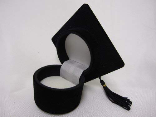 Novel Box Flocked Velvet Graduation Cap Novelty Jewelry Ring/Earring Box