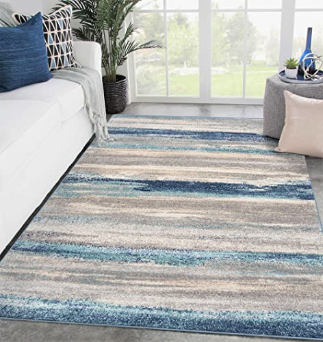 LUXE WEAVERS 7501 Modern Abstract Area Rug, Blue/Size 8x10