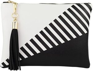 b brentano vegan clutch bag pouch with tassel accent (black)