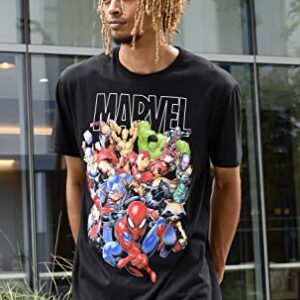 Marvel Avengers Guardians of The Galaxy Team Up All Time Men's Adult Graphic Tee T-Shirt (Black,Large)