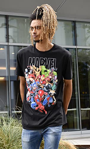 Marvel Avengers Guardians of The Galaxy Team Up All Time Men's Adult Graphic Tee T-Shirt (Black,Large)