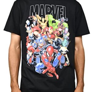 Marvel Avengers Guardians of The Galaxy Team Up All Time Men's Adult Graphic Tee T-Shirt (Black,Large)