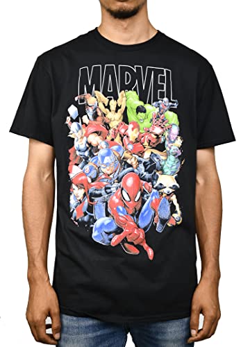 Marvel Avengers Guardians of The Galaxy Team Up All Time Men's Adult Graphic Tee T-Shirt (Black,Large)