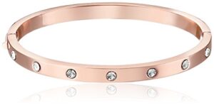 kate spade new york set in stone stone hinged clear/rose gold bangle bracelet