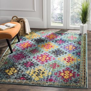 safavieh monaco collection 3′ x 5′ blue/multi mnc244n boho diamond trellis non-shedding living room bedroom accent rug