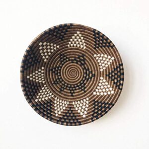 african basket- ndego/rwanda basket/woven bowl/sisal & sweetgrass basket/brown, black, white