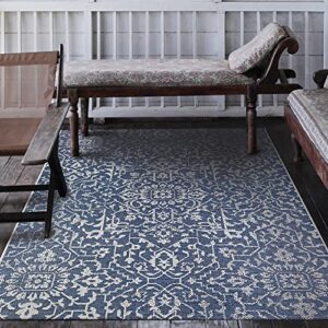 Couristan Monte Carlo Palmette Indoor/Outdoor Area Rug, 5'3" x 7'6", Navy-Ivory