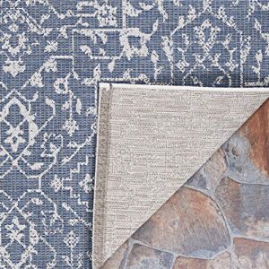 Couristan Monte Carlo Palmette Indoor/Outdoor Area Rug, 5'3" x 7'6", Navy-Ivory