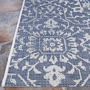 Couristan Monte Carlo Palmette Indoor/Outdoor Area Rug, 5'3" x 7'6", Navy-Ivory