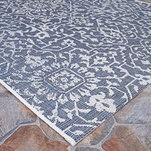 Couristan Monte Carlo Palmette Indoor/Outdoor Area Rug, 5'3" x 7'6", Navy-Ivory