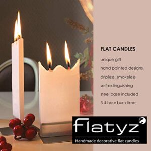 Flatyz Hand Painted Flat Candle - Happy Birthday Cupcake | Unique Birthday Gift | Unscented, Dripless, Smokeless, Decorative | Double Wick with Metal Base