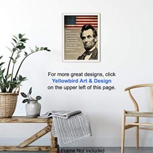 Abe Lincoln Quote, American Flag Art - 8x10 Patriotic Wall Decor for Home or Office - Unique Gift for Republicans, Conservatives, Democrats, Liberals Fans - UNFRAMED Constitution Art