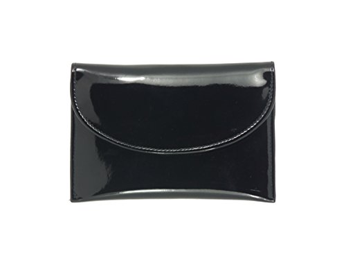 LONI Ladies Faux Patent Leather Wallet Clutch Bag Purse Coin Pouch in Black