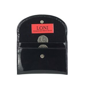 LONI Ladies Faux Patent Leather Wallet Clutch Bag Purse Coin Pouch in Black