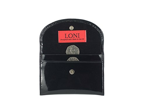 LONI Ladies Faux Patent Leather Wallet Clutch Bag Purse Coin Pouch in Black