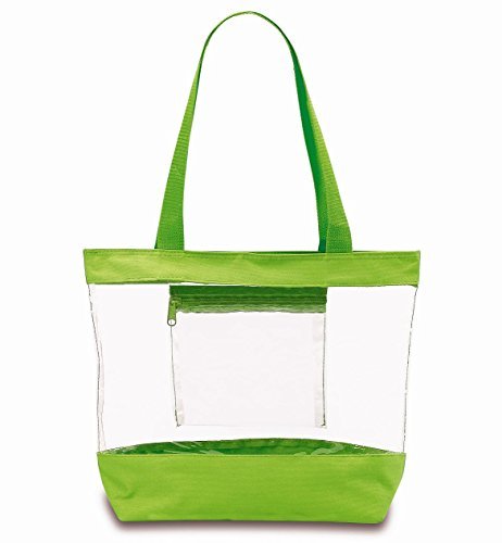 Clear Tote Bag With Zipper and Interior Pocket Clear Purse Medium Size (Blue)