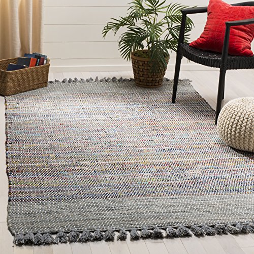 SAFAVIEH Montauk Collection 3' x 5' Grey/Multi MTK972A Handmade Fringe Cotton Area Rug