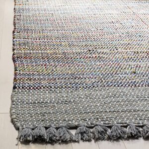 SAFAVIEH Montauk Collection 3' x 5' Grey/Multi MTK972A Handmade Fringe Cotton Area Rug