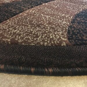 Modern Round Rug Brown & Black Americana Design 154 (5 Feet 3 Inch X 5 Feet 3 Inch Round)