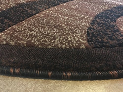 Modern Round Rug Brown & Black Americana Design 154 (5 Feet 3 Inch X 5 Feet 3 Inch Round)