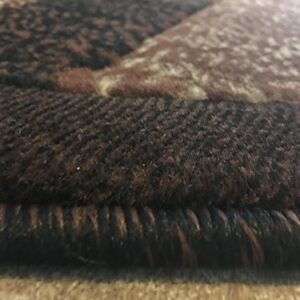 Modern Round Rug Brown & Black Americana Design 154 (5 Feet 3 Inch X 5 Feet 3 Inch Round)