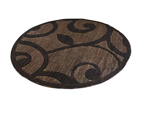 Modern Round Rug Brown & Black Americana Design 154 (5 Feet 3 Inch X 5 Feet 3 Inch Round)