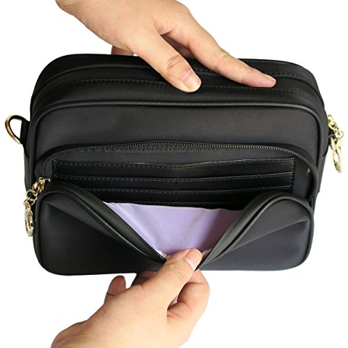 Anti-Theft Waterproof Full Cross-Body Bag with Adjustable Faux Leather Strap (Black)