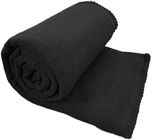 Anico Cozy Polar Fleece Blanket, 50" x 60", Black Throw Blanket