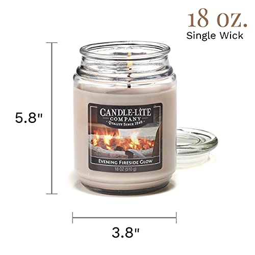 CANDLE-LITE Scented Evening Fireside Glow Fragrance, One 18 oz. Single-Wick Aromatherapy Candle with 110 Hours of Burn Time, Off-White Color, Jar