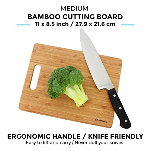 Bamboo Cutting Boards for Kitchen [Set of 3] Wood Cutting Board for Chopping Meat, Vegetables, Fruits, Cheese, Knife Friendly Serving Tray with Handles