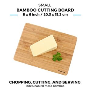 Bamboo Cutting Boards for Kitchen [Set of 3] Wood Cutting Board for Chopping Meat, Vegetables, Fruits, Cheese, Knife Friendly Serving Tray with Handles