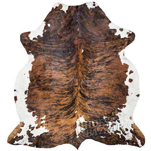 HIDES BAZAAR Brown Brindle Cowhide Rug, Premium Quality Natural Leather Hide, Area Rug (6x8ft)