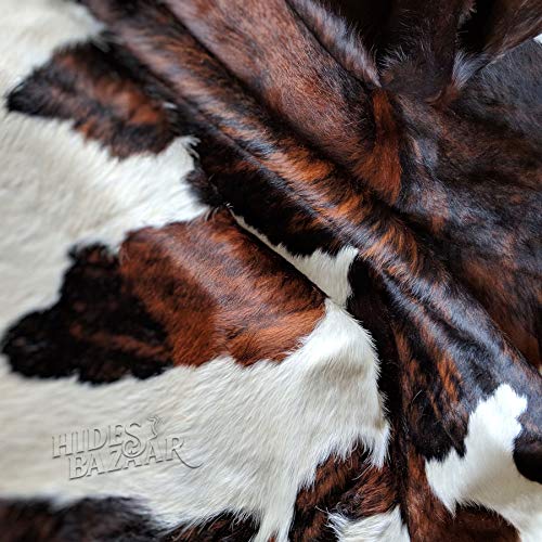 HIDES BAZAAR Brown Brindle Cowhide Rug, Premium Quality Natural Leather Hide, Area Rug (6x8ft)