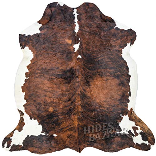 HIDES BAZAAR Brown Brindle Cowhide Rug, Premium Quality Natural Leather Hide, Area Rug (6x8ft)