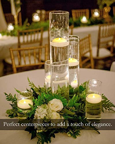 Homemory 3 Inch Flameless Floating Candles, 100 Hour, White Wax, Battery Flickering Waterproof Tealights - Wedding Centerpiece, Engagement, Dinner Parties, Beach Parties, Home Decor, Set of 12