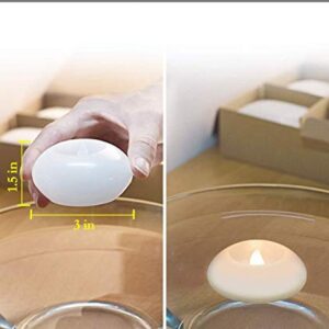 Homemory 3 Inch Flameless Floating Candles, 100 Hour, White Wax, Battery Flickering Waterproof Tealights - Wedding Centerpiece, Engagement, Dinner Parties, Beach Parties, Home Decor, Set of 12