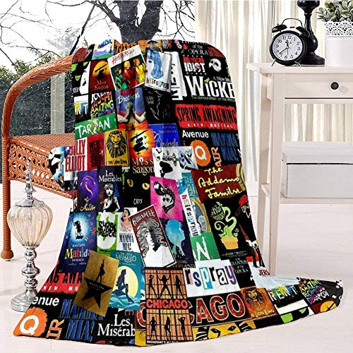 Musicals Collage II Fleece Blanket Soft Plush Throw TV Blanket Bedding Flannel Throw Shawls and Wraps Lightweight for Bed Couch Chair Travel, 51"x59"