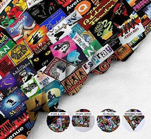 Musicals Collage II Fleece Blanket Soft Plush Throw TV Blanket Bedding Flannel Throw Shawls and Wraps Lightweight for Bed Couch Chair Travel, 51"x59"