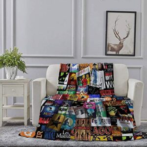 Musicals Collage II Fleece Blanket Soft Plush Throw TV Blanket Bedding Flannel Throw Shawls and Wraps Lightweight for Bed Couch Chair Travel, 51"x59"